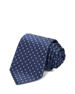 Canali Silk Classic Star Tie - Navy