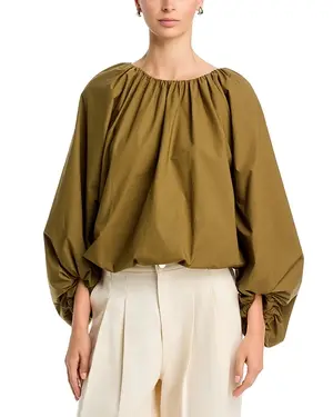 BY MALENE BIRGER Semara" Pleated Cotton Top - Hunt