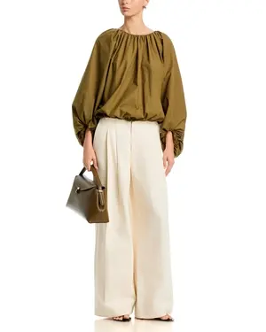 BY MALENE BIRGER Semara" Pleated Cotton Top - Hunt