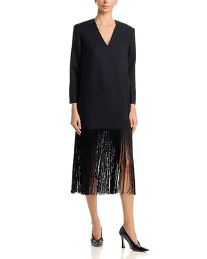 BY MALENE BIRGER Mella Drop Waist Fringe Dress - Black