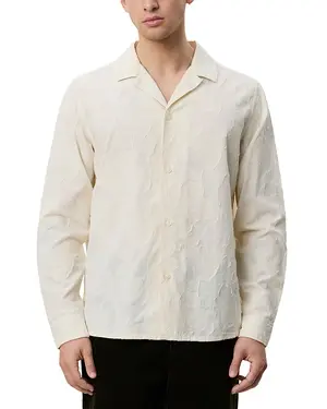 LES DEUX Loose Fit Flower Jacquard Shirt - Light Ivory