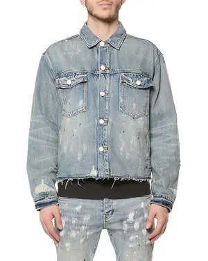 PURPLE BRAND Indigo Paint Splatter Cotton Jacket