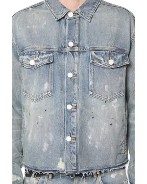 PURPLE BRAND Indigo Paint Splatter Cotton Jacket