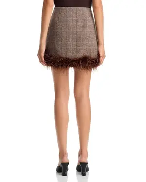Aqua Feather Trim Mini Skirt Exclusive