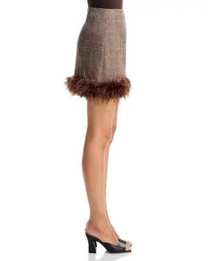 Aqua Feather Trim Mini Skirt Exclusive
