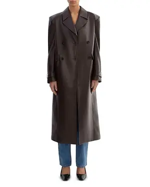 LAMARQUE Iolanthe Faux Leather Trench Coat - Dark Brown