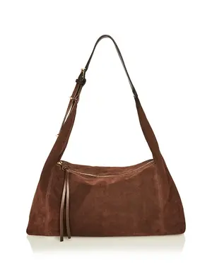 Aqua Large Suede Hobo Bag Exclusive - Brown
