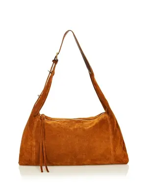 Aqua Large Suede Hobo Bag Exclusive - Cognac