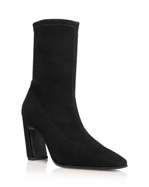 STUART WEITZMAN Stassi Stretch Suede Ankle Boots - Black