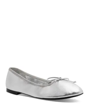 STUART WEITZMAN Nia Leather Ballet Flats - Silver