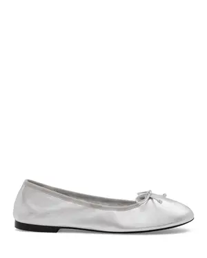 STUART WEITZMAN Nia Leather Ballet Flats - Silver
