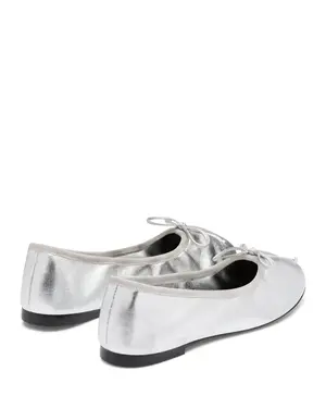 STUART WEITZMAN Nia Leather Ballet Flats - Silver