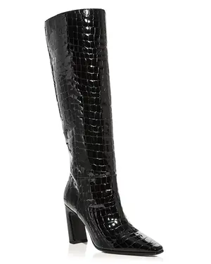 STUART WEITZMAN Stassi Leather Knee High Boots - Black