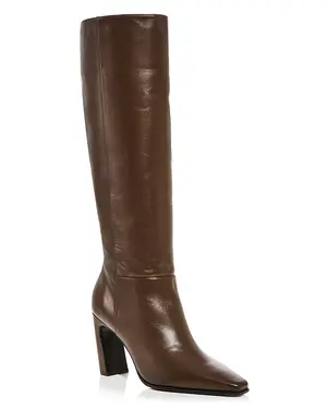 STUART WEITZMAN Stassi Leather Knee High Boots - Walnut