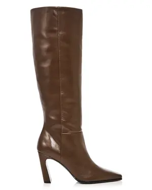 STUART WEITZMAN Stassi Leather Knee High Boots - Walnut