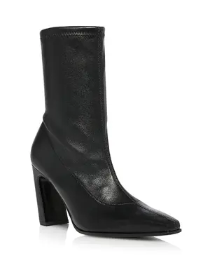 STUART WEITZMAN Stassi Stretch Leather Ankle Boots - Black