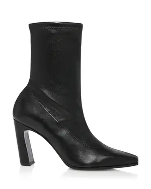 STUART WEITZMAN Stassi Stretch Leather Ankle Boots - Black