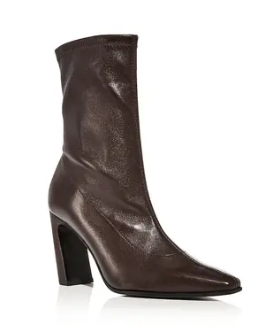 STUART WEITZMAN Stassi Stretch Leather Ankle Boots - Midnight Espresso