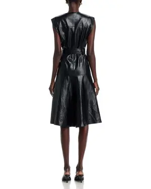 Kobi Halperin Faux Leather Sleeveless Belted Dress