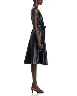 Kobi Halperin Faux Leather Sleeveless Belted Dress