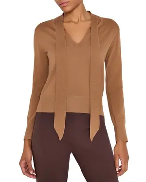 Kobi Halperin Felicity Tie Neck Merino Wool Sweater - Bourbon