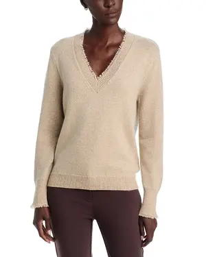 Kobi Halperin Dora Fringe Trim V-neck Sweater - Antique