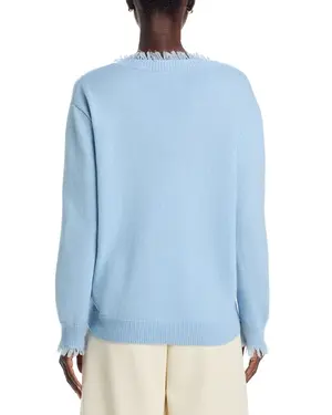 Kobi Halperin Dora Fringe Trim V-neck Sweater - Frost