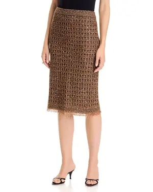 Kobi Halperin Juliette Tweed Pencil Skirt - Toffee/white