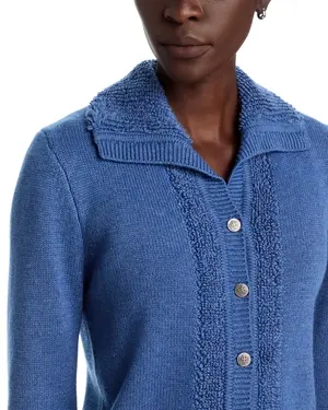 Kobi Halperin Textured Knit Button Front Sweater With Pockets