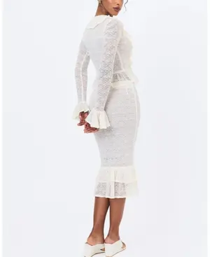 MISS CIRCLE NEW YORK Urvi Crochet Ruffle Midi Skirt