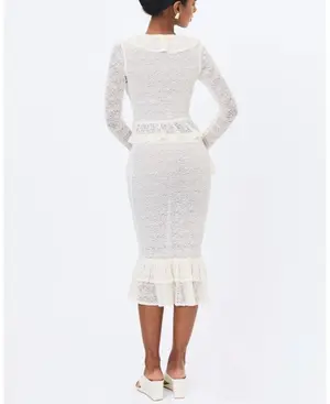 MISS CIRCLE NEW YORK Urvi Crochet Ruffle Midi Skirt