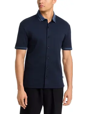 BOSS Puno Casual Cotton Button Down Shirt - Dark Blue