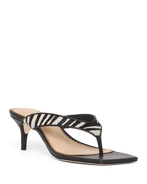 Cinq À Sept Frankie Calf Hair Thong Sandals - Black/ivory