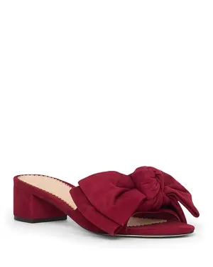 Cinq À Sept Faith Suede Bow Slides Berrywine