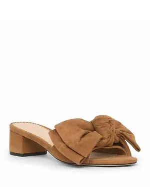 Cinq À Sept Faith Suede Bow Slides - Toffee