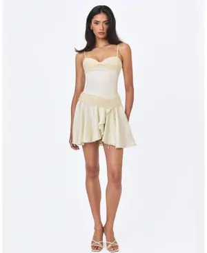 MISS CIRCLE NEW YORK Yvonne Satin Asymmetrical Ruched Mini Dress