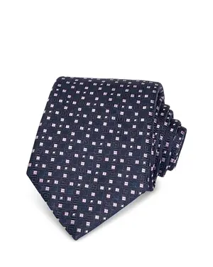 BOSS Classic Geometric Grid Tie - Navy
