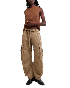 Free People Reef Curved Cargo Twill Pants - Aloe