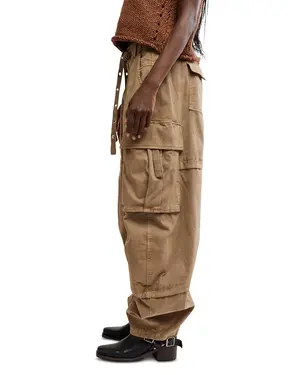 Free People Reef Curved Cargo Twill Pants - Aloe