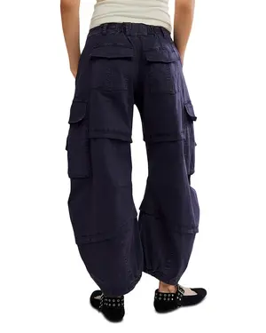 Free People Reef Curved Cargo Twill Pants - Black