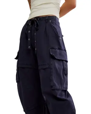 Free People Reef Curved Cargo Twill Pants - Black