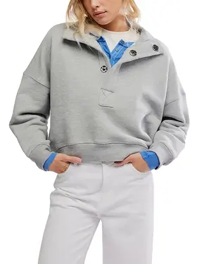 Free People Timeless Cotton Pullover - Heather Grey
