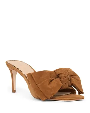 Cinq À Sept Felicity Suede Bow Slides - Toffee