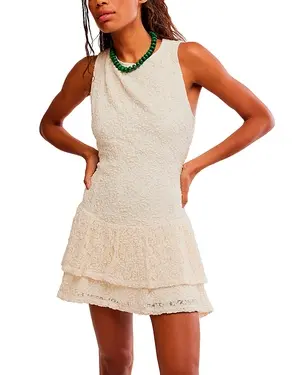 Free People Slow Burn Lace Layered Mini Dress - Natural