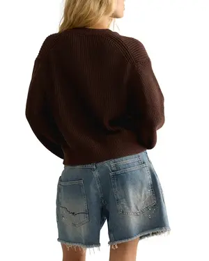 Free People Vienna Cotton Cropped Cardigan - Coffee Bean