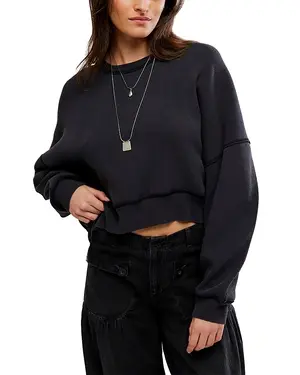 Free People Skyline Thermal Long Sleeve Tee Black