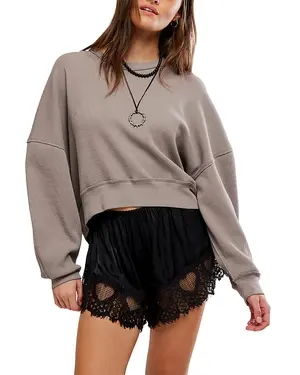Free People Skyline Thermal Long Sleeve Tee - Petrified