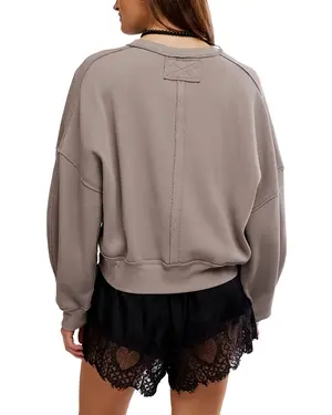 Free People Skyline Thermal Long Sleeve Tee - Petrified