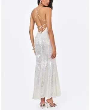 MISS CIRCLE NEW YORK Cameron Sequin Scoop Neck Mermaid Maxi Dress