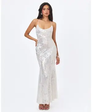 MISS CIRCLE NEW YORK Cameron Sequin Scoop Neck Mermaid Maxi Dress